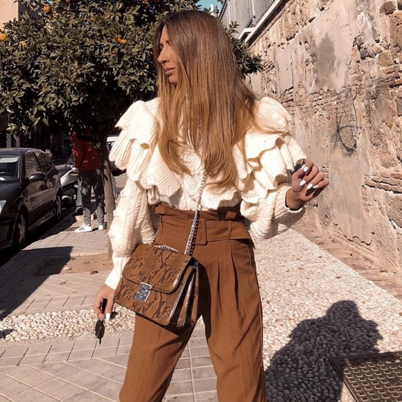 Zara | Sweaters | Last One Nwt Zara Ruffled Cable Knit Sweater | Poshmark